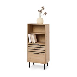 Tchibo - Regal &raquo;Baaken&laquo; mit 2 Schubladen - 51,4x35,1x114,3cm - schwarz - Holz / Aluminium / Buchenholz