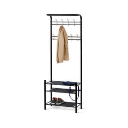 Tchibo - Garderobe mit Schuhfach - 69x35,5x187,5cm - schwarz - Stahl / Rubberwood-Holz