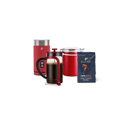 Tchibo - Siebstempelkanne, Set Milky red mit Aufsch&auml;umer & Dose