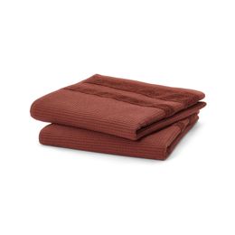 Tchibo - 2 Premium-Waffelpiqu&eacute;-Handt&uuml;cher - rotbraun