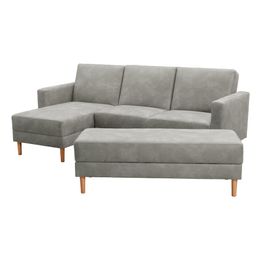 Tchibo - Federkern-Eckschlafsofa &raquo;Just More&laquo; mit Stauraumbank - 222x144x92cm - braun - Polyester / Leder / Buchenholz