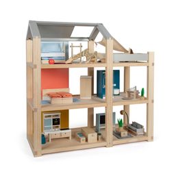 Small Foot Puppenhaus Natur mit M&ouml;beln - mehrfarbig
