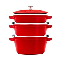 Staub Gusseisen-Kochtopfset &raquo;Stackable&laquo; - silber