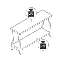 Tchibo - Konsolentisch mit 2 Ablagen - 139x39x74,5cm - braun -