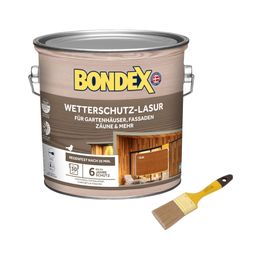 BONDEX Wetterschutz-Lasur, 2,5 l, inkl. Flachpinsel, teak