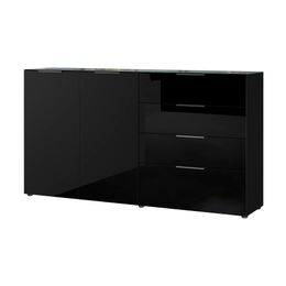 Germania-Sideboard &raquo;GW-Oakland&laquo; - 184x42x102cm - schwarz - Glas / Glas
