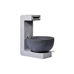 Dobar Gartenbrunnen mit Schale - 52x44x65cm - grau - Polyresin