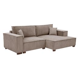 Tchibo - Sofa 2-Sitzer mit Auszugsbett links - 253x150x87cm - braun - Polyester / Holz / Schaumstoff