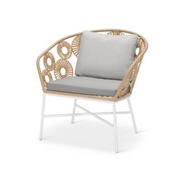Tchibo - Sessel mit Blumenmuster - 75x67,5x77cm - beige - Stahl / Polyethylen / Polyester