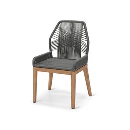 Tchibo - Stuhl mit Textilgeflecht - 63x63x92cm - anthrazit - Eukalyptusholz / Stahl / Polypropylen