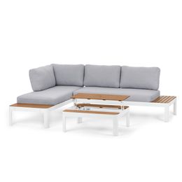Tchibo - Lounge-Ecke mit h&ouml;henverstellbarem Couchtisch - 250x172x87,5cm - hellgrau - Aluminium / Eukalyptusholz / Polyurethan