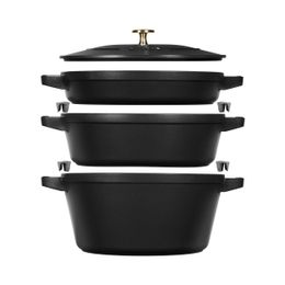 Staub Gusseisen-Kochtopfset &raquo;Stackable&laquo; - silber