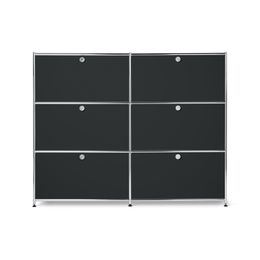 Tchibo - Kommode Metall &raquo;Cn3&laquo; mit 6 Klappenf&auml;chern - 152x40x120,5cm - schwarz - Stahl / Aluminium / Kunststoff