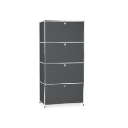 Tchibo - Highboard Metall &raquo;Cn3&laquo; mit 4 Klappenf&auml;chern - 77x40x158,5cm - chrom - Stahl / Aluminium / Kunststoff