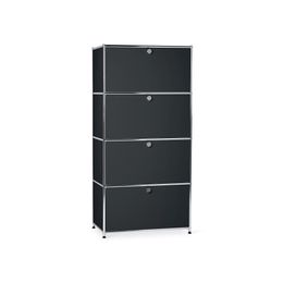 Tchibo - Highboard Metall &raquo;Cn3&laquo; mit 4 Klappenf&auml;chern - 77x40x158,5cm - schwarz - Stahl / Aluminium / Kunststoff