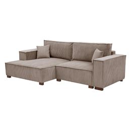 Tchibo - Sofa 2-Sitzer mit Auszugsbett rechts - 253x150x87cm - braun - Polyester / Holz / Schaumstoff