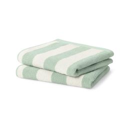 Tchibo - 2 gestreifte Handt&uuml;cher - wei&szlig;
