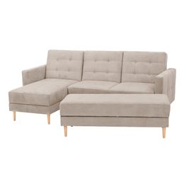 Tchibo - Federkern-Eckschlafsofa &raquo;Just More&laquo; mit Stauraumbank - 222x144x92cm - Polyester / Leder / Buchenholz