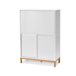Tchibo - Officeschrank zum Aufklappen - 90x40x131cm - braun - Holz / Eichenholz / Metall