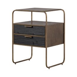 Tchibo - Woood Nachttisch &raquo;Polite&laquo; - 45x38x62cm - schwarz - Metall / Messing / Holz