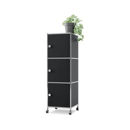 Tchibo - Rollcontainer Metall &raquo;Cn3&laquo; mit 3 T&uuml;ren - 40x40x127cm - schwarz - Stahl / Stahl / Aluminium
