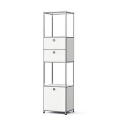 Tchibo - Metall-Regal &raquo;Cn3 Slim Line&laquo; mit 2 versetzbaren Schubladen und 1 versetzbaren Klappe - 40x30,5x158,5cm - chrom - Stahl / Aluminium /