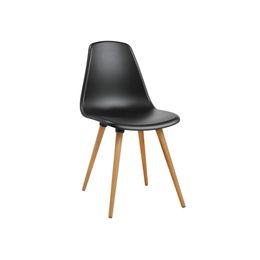 Tchibo - Stuhl &raquo;T2020&laquo; mit Holzbeinen - 45x53x86cm - schwarz - Polypropylen / Buchenholz