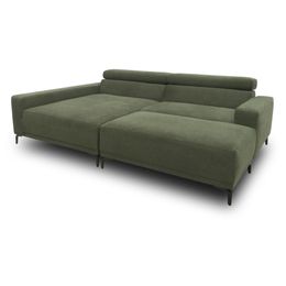 Domo Eck-Schlafsofa &raquo;Malm&ouml;&laquo; mit Hocker - 248x172x72cm - dunkelgr&uuml;n - Polyester / Nylon / Holz