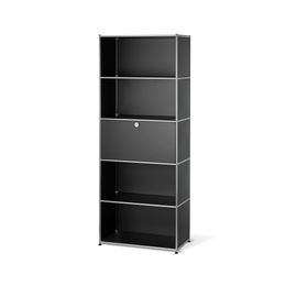 Tchibo - Hohes Regal Metall &raquo;Cn3&laquo; mit Klappenfach - 77x40x194,5cm - schwarz - Stahl / Aluminium / Kunststoff