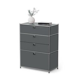 Tchibo - Kommode Metall &raquo;Cn3&laquo; mit 3 Schubladen und Klappenfach - 77x40x102cm - chrom - Stahl / Aluminium / Kunststoff