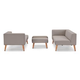 Tchibo - Premium-Lounge-Set mit Sitzhocker und Tablett - 150x75x64cm - hellgrau -