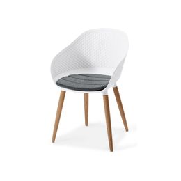 Tchibo - Schalenstuhl - 55x54x80cm - hellgrau - Polypropylen / Eukalyptusholz / Polyester