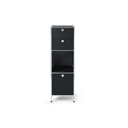 Tchibo - Schmale Kommode Metall &raquo;Cn3&laquo; mit zwei Schubladen und 1 Klappenfach - 40x40x127cm - schwarz - Stahl / Aluminium / Kunststoff
