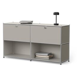 Tchibo - Sideboard Metall &raquo;Cn3&laquo; mit 2 versetzbaren Klappenf&auml;chern - 152x40x82,5cm - hellgrau - Stahl / Aluminium / Kunststoff