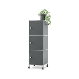 Tchibo - Rollcontainer Metall &raquo;Cn3&laquo; mit 3 T&uuml;ren - 40x40x127cm - chrom - Stahl / Stahl / Aluminium