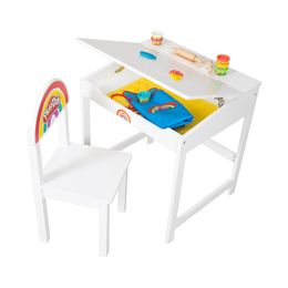 Roba x Play-Doh Schulpult mit Zubeh&ouml;r - 55x49x58cm - wei&szlig; - Holz