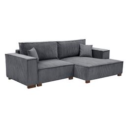 Tchibo - Sofa 2-Sitzer mit Auszugsbett links - 253x150x87cm - anthrazit - Polyester / Holz / Schaumstoff