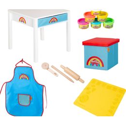 Roba x Play-Doh Basteltisch mit Hocker und Zubeh&ouml;r - 55x55x54cm - Holz / Holz