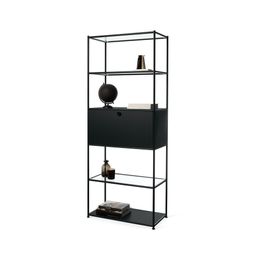 Tchibo - Hohes Glas-Metall-Regal &raquo;Cn3&laquo; - 77x40x195cm - schwarz - Metall / Glas / Glas