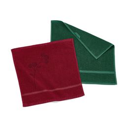 Tchibo - 2 Frottier-K&uuml;chenhandt&uuml;cher - dunkelrot