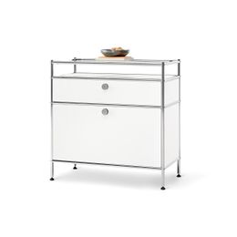 Tchibo - Konsole Metall &raquo;Cn3&laquo; mit Klappenfach und Schublade - 77x40x81,5cm - chrom - Stahl / Glas / Aluminium