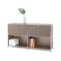 Tchibo - Sideboard Metall &raquo;Cn3&laquo; mit 2 versetzbaren Klappenf&auml;chern - 152x40x82,5cm - taupe - Stahl / Aluminium / Kunststoff