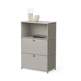Tchibo - Kommode Metall &raquo;Cn3&laquo; mit 2 Klappenf&auml;chern - 77x40x120,5cm - hellgrau - Stahl / Aluminium / Kunststoff