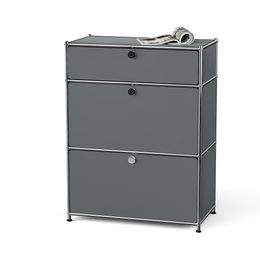 Tchibo - Kommode Metall &raquo;Cn3&laquo; mit 1 Schublade und 2 Klappenf&auml;chern - 77x40x102cm - chrom - Stahl / Aluminium / Kunststoff