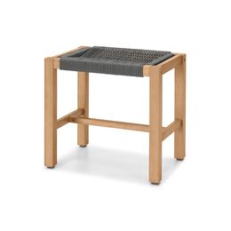 Tchibo - Hocker &raquo;Lenja&laquo; mit Textilgeflecht - 50x35,5x41cm - grau - Eukalyptusholz / Polypropylen / Stahl