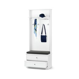 Tchibo - Garderobe mit Sitzbank - 83x42x202cm - silber - Holz / Polyester / Metall