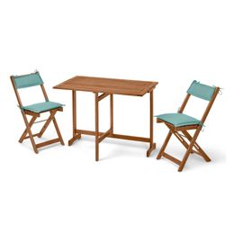 Tchibo - Klappbares Balkon-Set inkl. Auflagen - 100x60x75cm - t&uuml;rkis - Akazienholz / Metall / Polyester