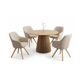 DeVries Esstisch &raquo;Oria&laquo; - 59x61x84cm - beige - Eichenholz / Polyester / Holz