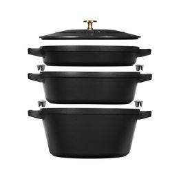 Staub Gusseisen-Kochtopf-Set - silber