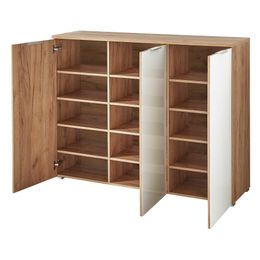 Tchibo - 3-t&uuml;riger Schuhschrank &raquo;Telde&laquo; - 134x40x104cm - silber - Glas / Metall